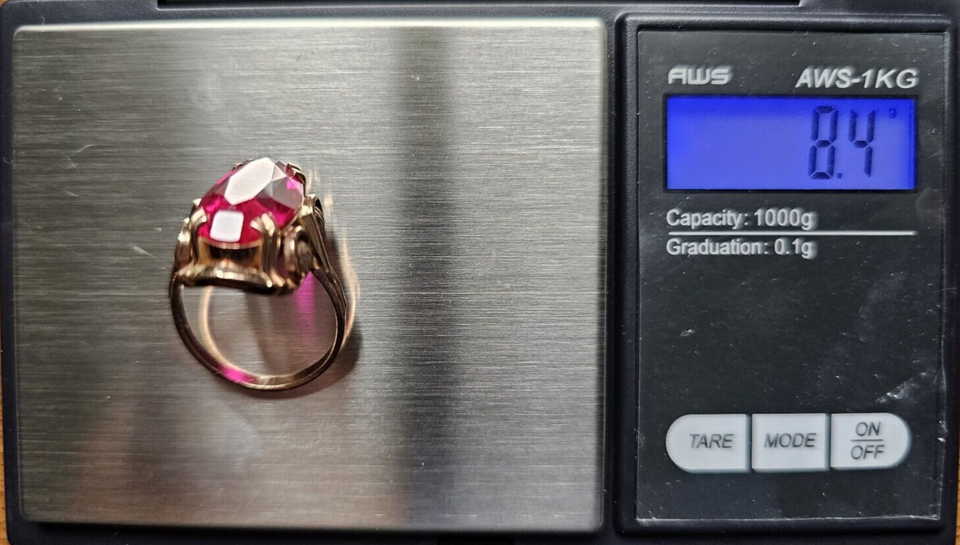 USSR Vintage Original Rose Gold Ring with Ruby 583 14K 1970s | eBay