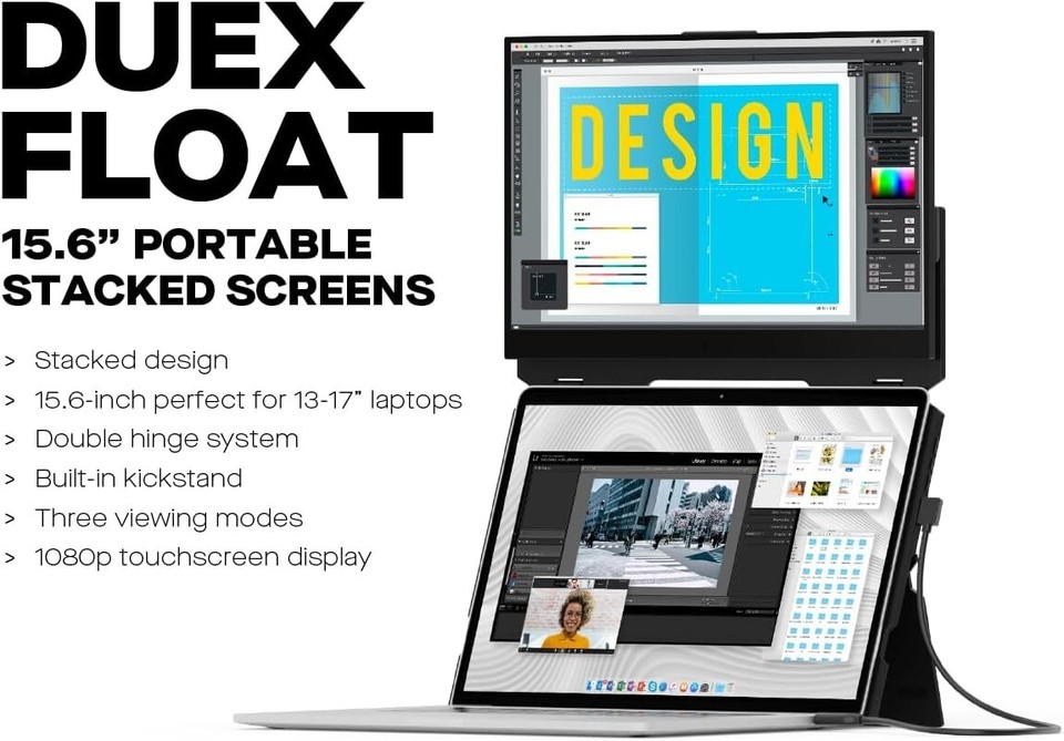 Duex Float Mobile Pixels 15.6 Stacked Portable Screens, Full HD IPS ...