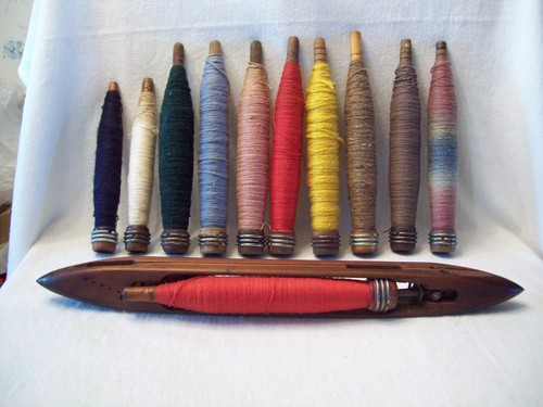 Antique Wooden Boat Shuttle & Wooden Thread Sewing Spools | eBay