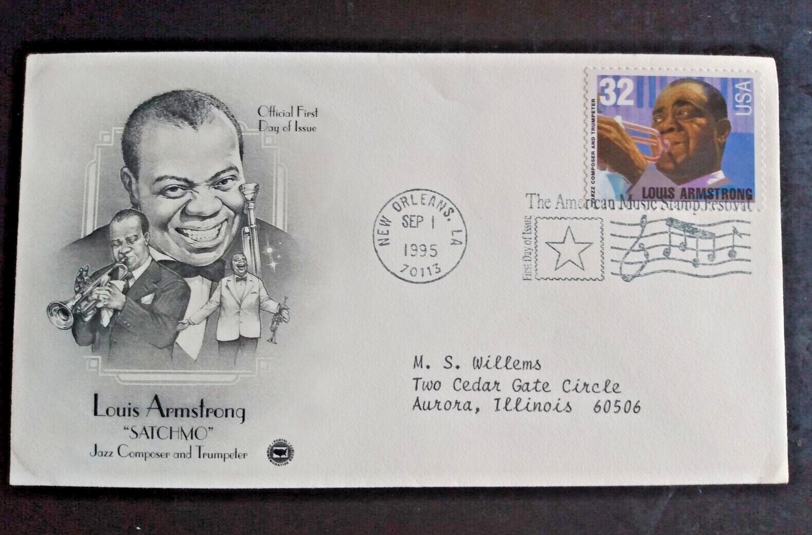 LOUIS ARMSTRONG JAZZ COMPOSER TRUMPETEER SATCHMO 1995 PCS CACHET FDC | eBay