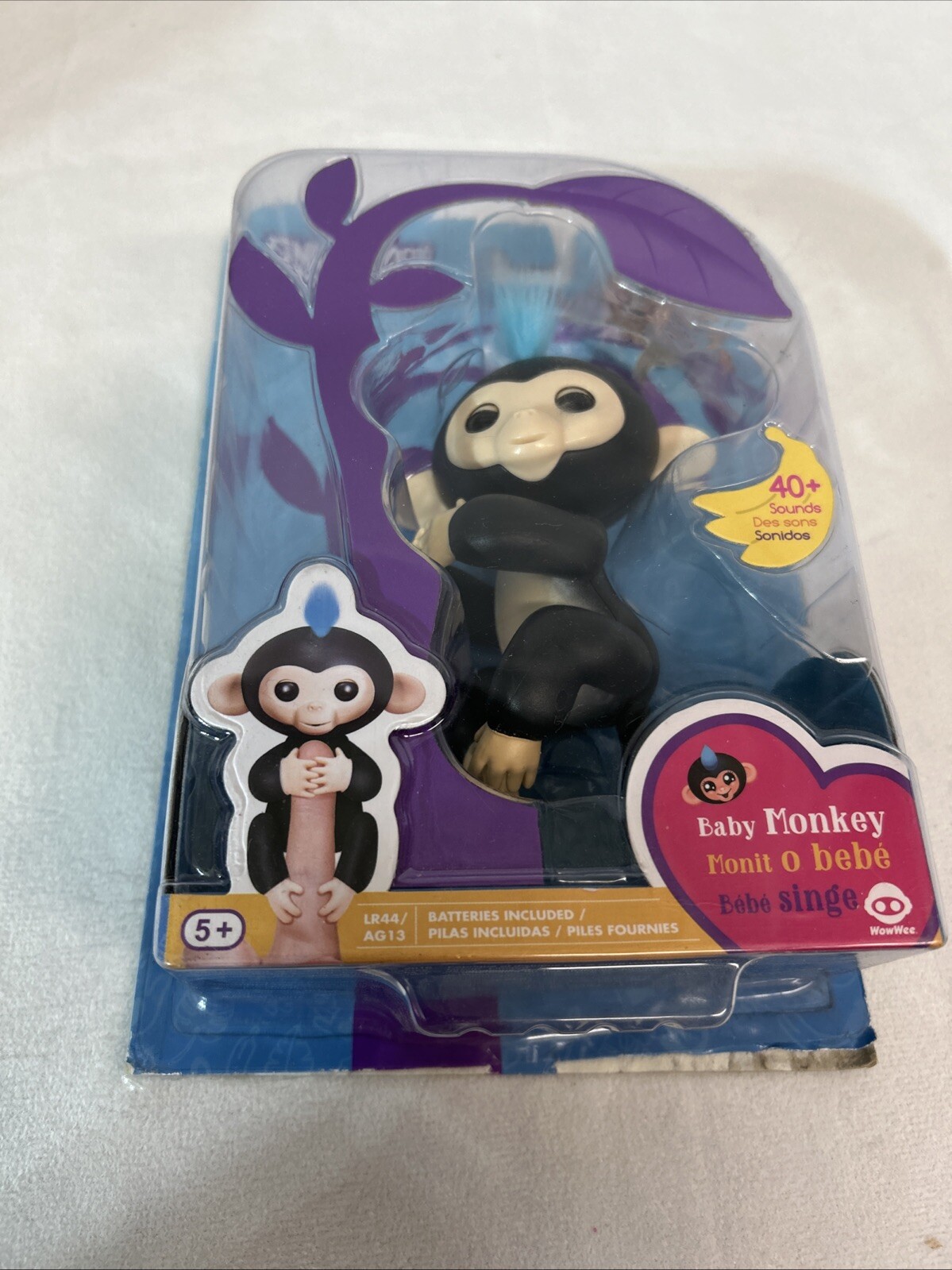 New Fingerlings Finn Interactive Happy Baby Monkey Black Blue ...