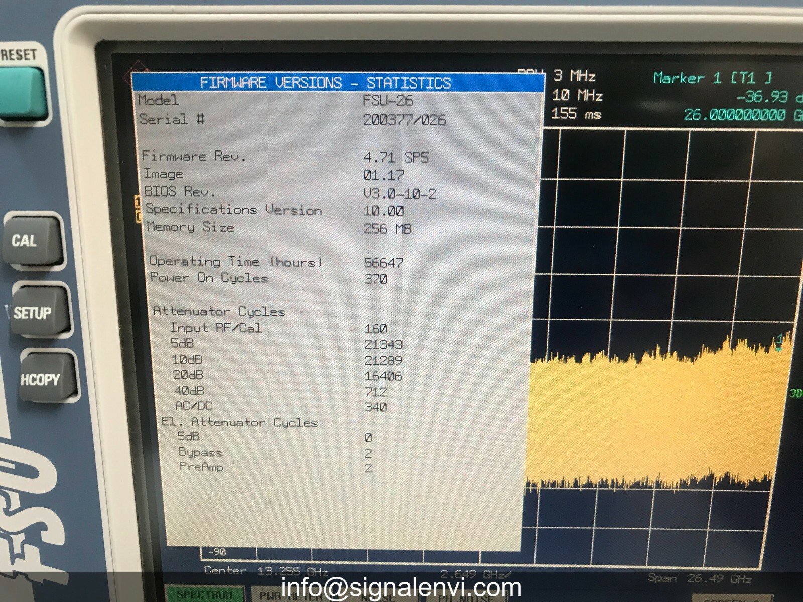 Rohde & Schwarz FSU26, phase noise/preAmp/K40/K30/B25 26.5GHz Spectrum ...