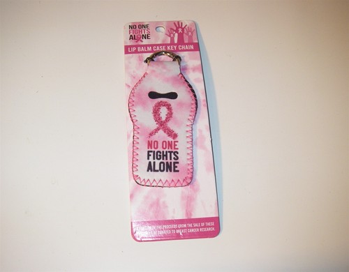 BREAST CANCER AWARENESS NO ONE FIGHTS ALONE KEYCHAIN LIP BALM CASE NE ...