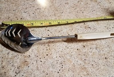 VINTAGE 12" ANDROCK BEIGE PLASTIC HANDLE STAINLESS SLOTTED KITCHEN ...