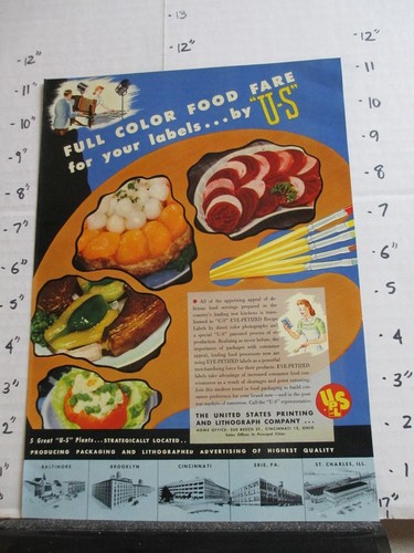 magazine ad 1944 US Printing Litho Cincinnati WWII food can label diner ...