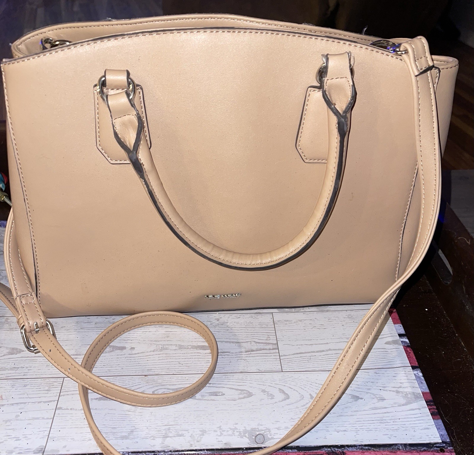 Nine West satchel handbag in a light tan/Pink | eBay
