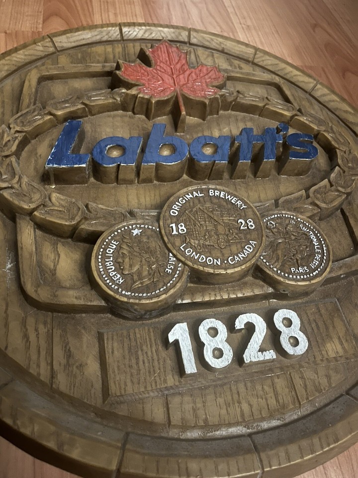 Labatt’s On Tap plastic Beer Sign Labatt Blue Canadian 19" Faux Wood ...