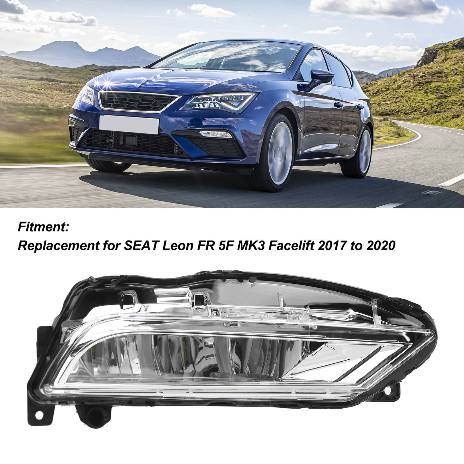 Right Side LED Fog Lamp Light Front Bumper Fog Lights Assembly for Leon ...