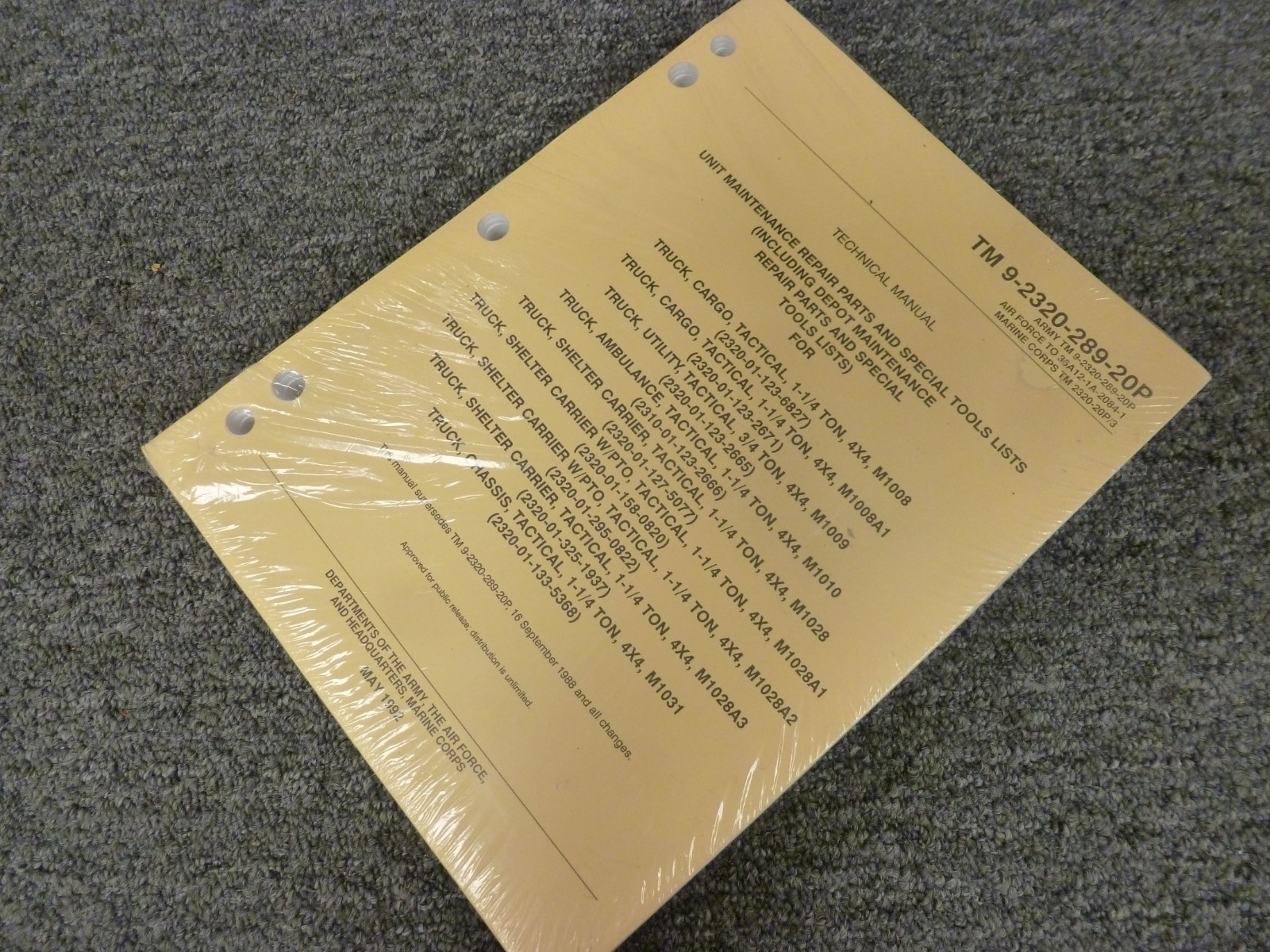 1992 Army Air Force Marine M1028A2 M1028A3 Truck Tools & Parts Catalog ...