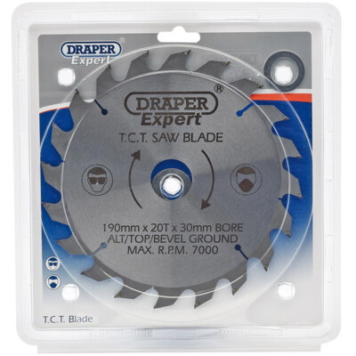 Draper Expert Circular TCT Saw Blade 190mm x 30mm 20mm 16mm x 20T 20 ...