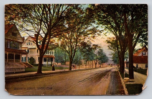 c1905 Dirt Road People Trolley Elizabeth Street Derby Damaged ...