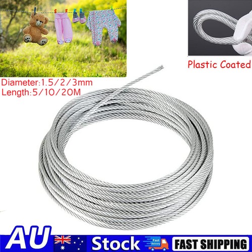 5/10/20M Stainless Steel Wire Rope Cable Plastic Coated Clothes Line 1 ...