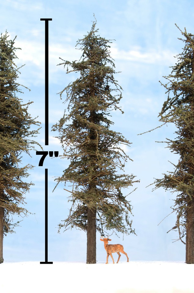 Model Fir Trees, 7 in tall, SIX, ALL WOOD Handmade USA, HO-N-O-S scales ...