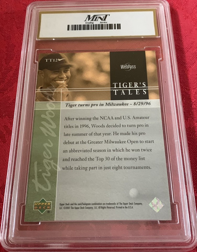 2001 Upper Deck Tiger Woods Turns Pro In Milwaukee Mint Grade 10 Rookie ...