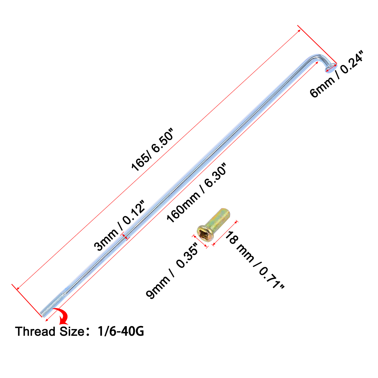 36pcs Silver Tone 3mm Thread Dia 160mm Length Motorcycle Wheel Spokes ...