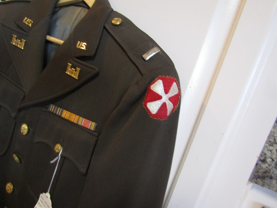 VINTAGE MILITARY JACKET COAT WW2 8TH INFANTRY OFFICER ENGINEER LT ...