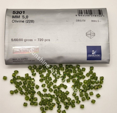 Factory Pack Swarovski Crystal Olivine 5mm Bicone 5301 Beads; 720pc ...