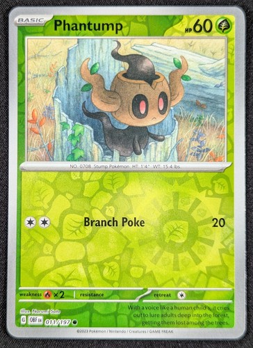 Phantump 2023 Obsidian Flames Reverse Holo Rare Pokemon Card 011/197 ...