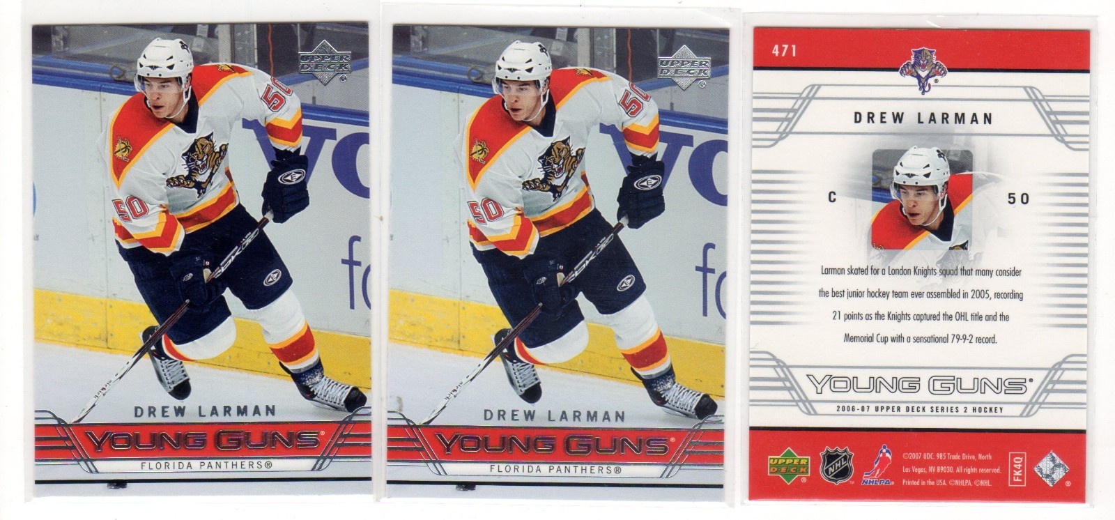 1X DREW LARMAN 2006 07 Upper Deck #471 RC Rookie YOUNG GUNS Panthers | eBay