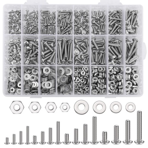 900PCS Hardware Machine Screws SAE Assortment Kit - Stainless Steel ...