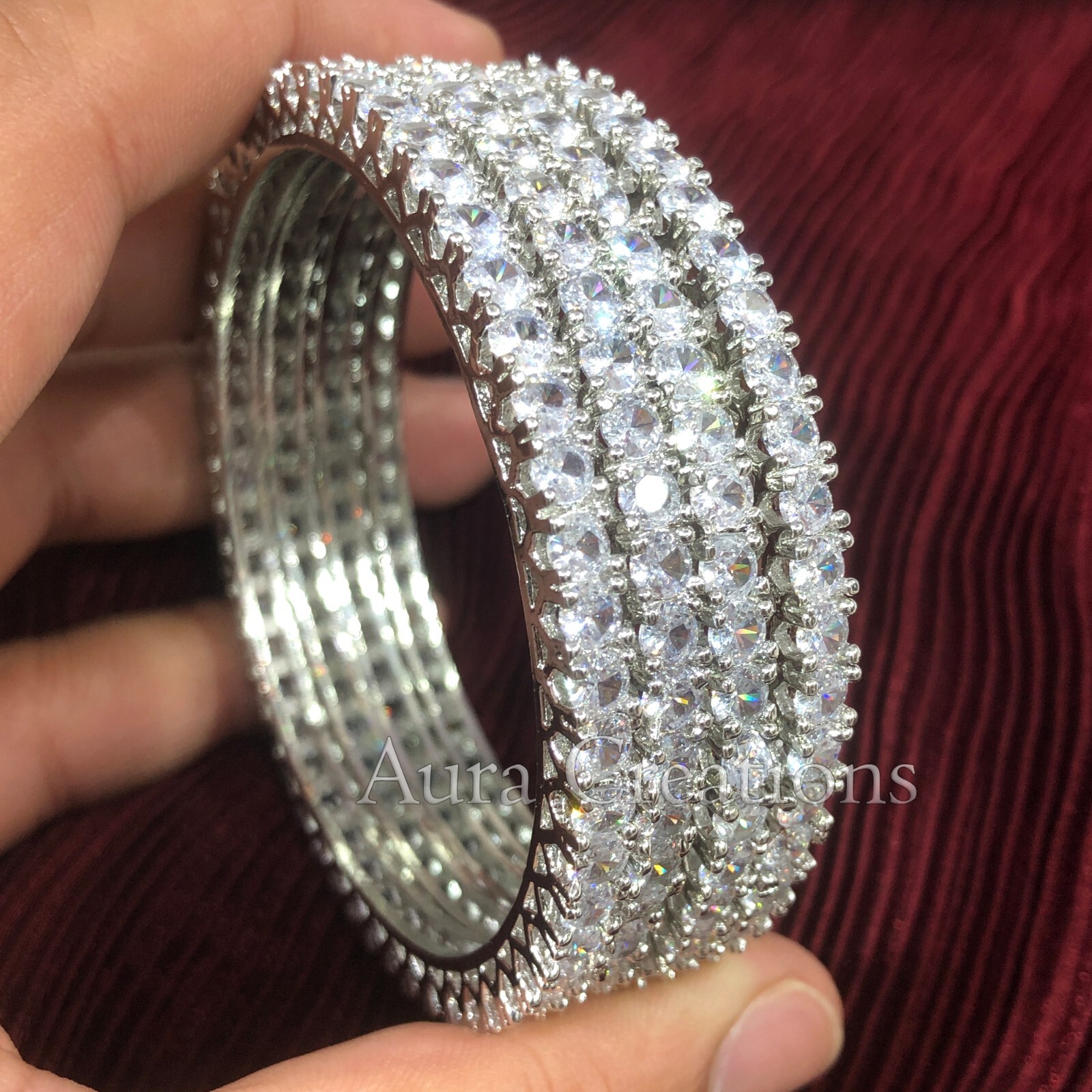 Indian Silver Cubic Zirconia Bangle/CZ/AD Party/Wedding Bangle/Bracelet ...