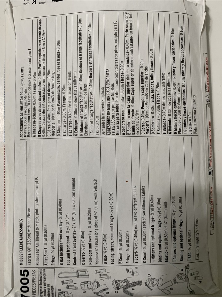 Simplicity Crafts Pattern #7005 - Misses Fleece Accessories - One Size ...