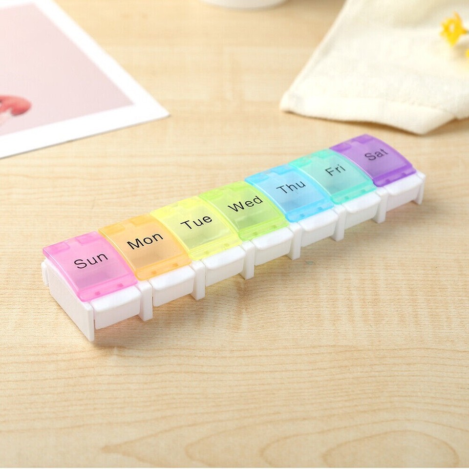 7 Days Weekly Pill Box Colourful Tablet Storage Case For Medicine ...