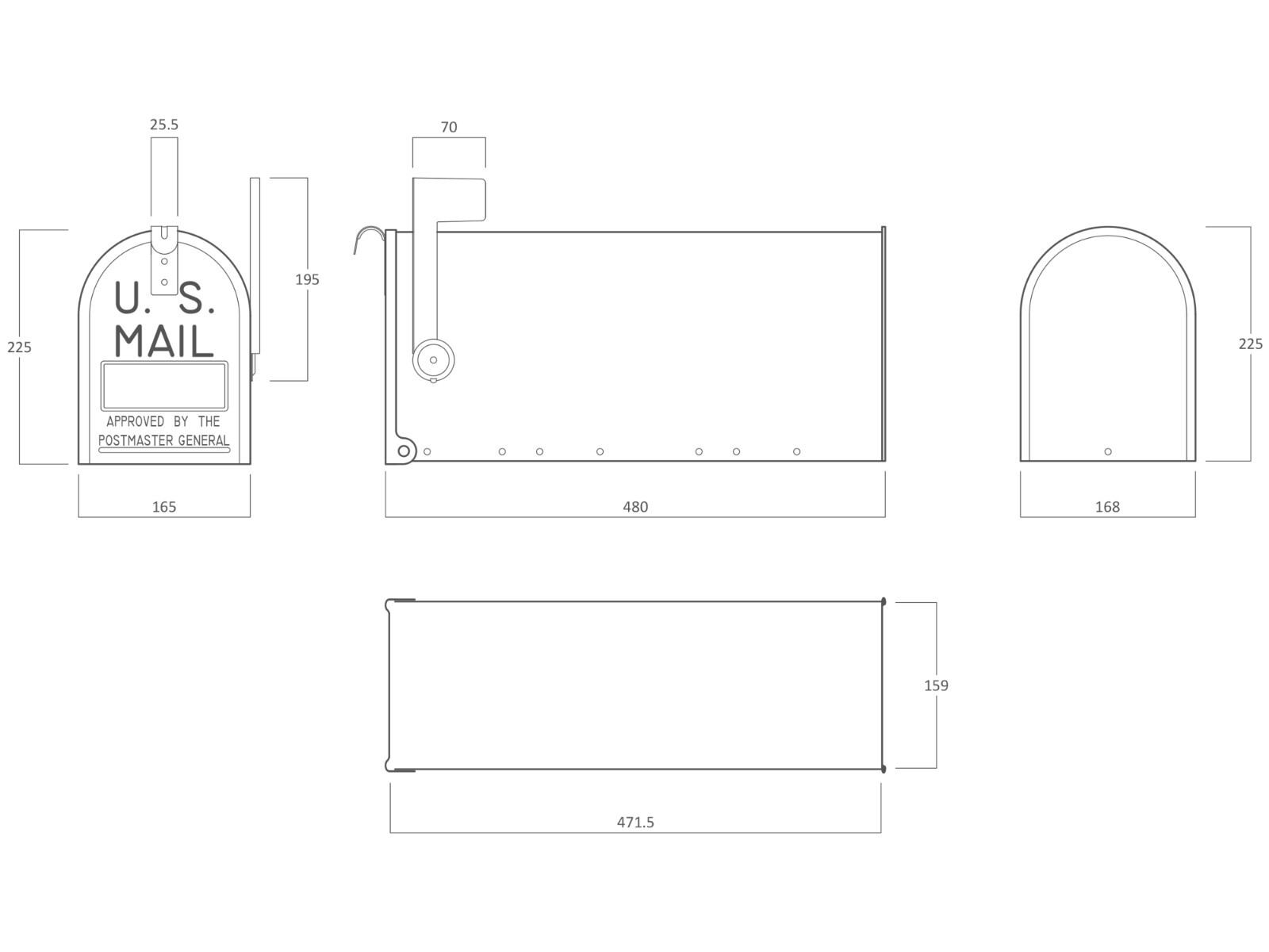 AMERICAN LETTERBOX MAIL POST BOX US STYLE MAILBOX INDICATOR STEEL ALL ...