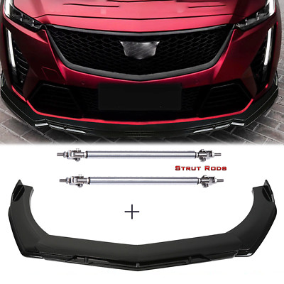 Glossy Black Car Front Bumper Splitter Spoiler Kit For Cadillac CTS ATS ...