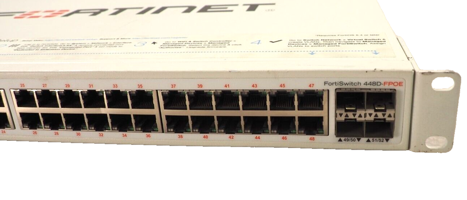 Fortinet FortiSwitch 448D FPOE 48 Port Managed Switch FS-448D-FPOE Dual ...