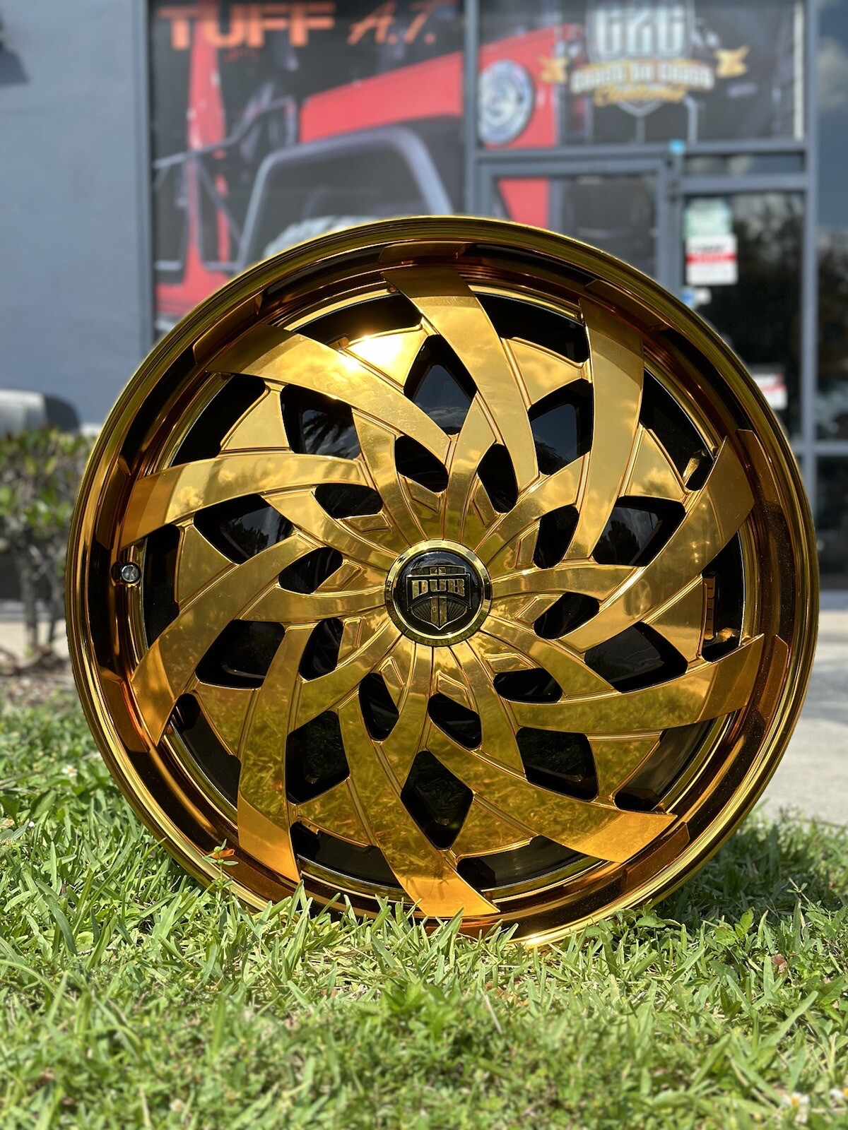26" DUB Gold Spinner Wheels 5x5 Chevy Buick Cadillac 5X | 1 Piece Cast ...