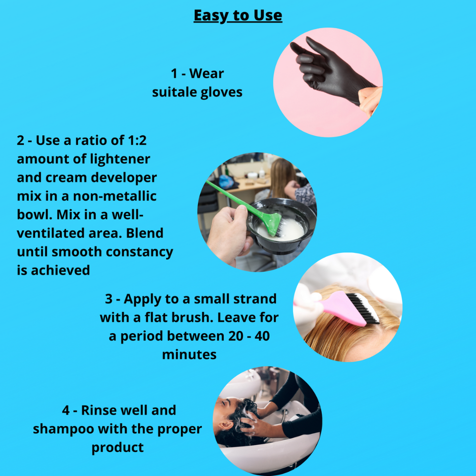 Professional Hair Bleach Lightener Kit for all Hair - 20/30/40 Volume ...