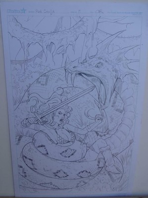 NEI RUFFINO original art, Cover of RED SONJA #8, Signed, 2014, 11x17 ...