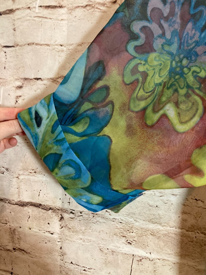 Maggie Barnes Organza Kimono Top Womens 5X Tie Dye Watercolor Artsy Art ...