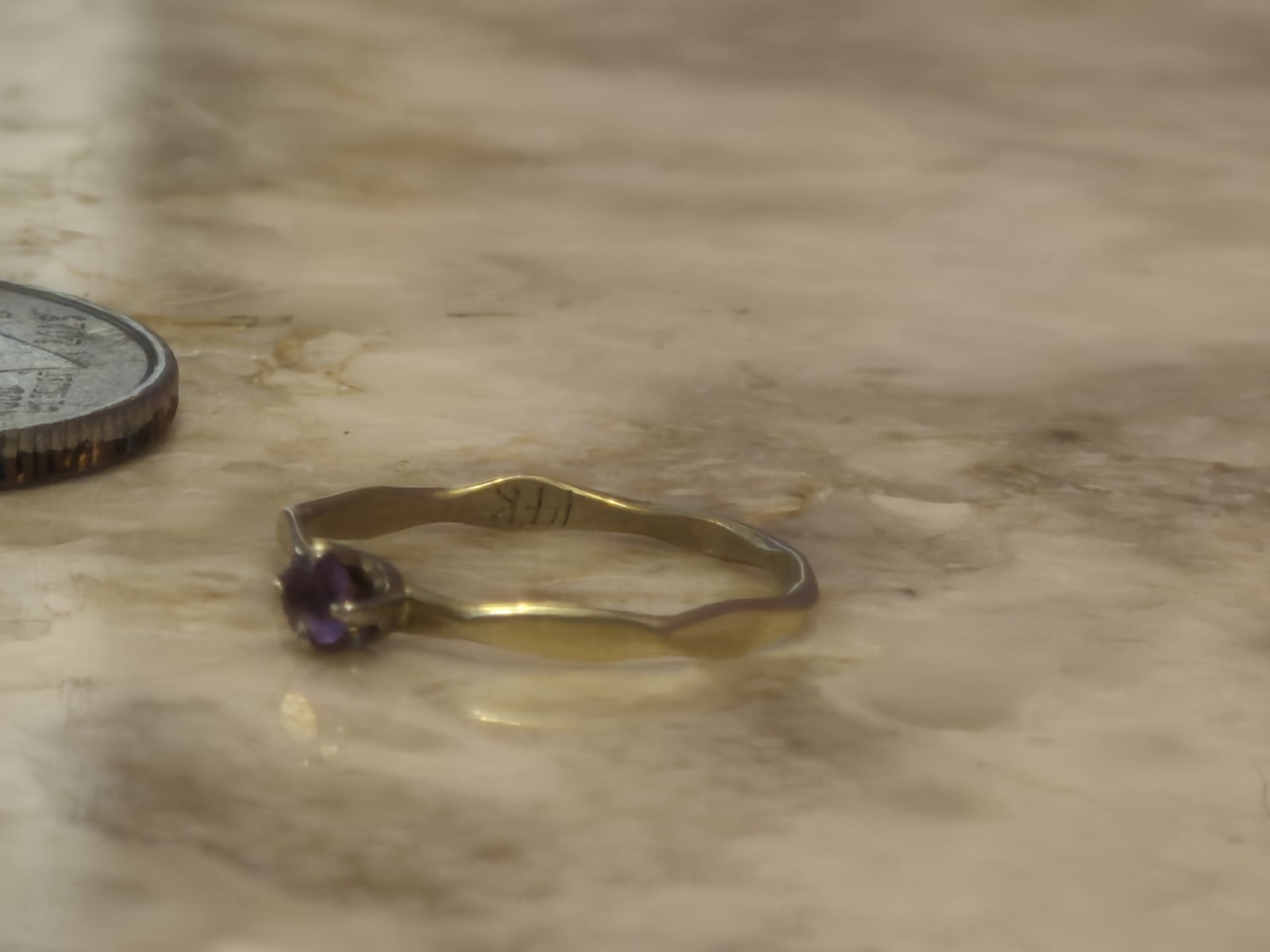 14k Yellow Gold Baby Ring Small Amethyst Solitaire | eBay