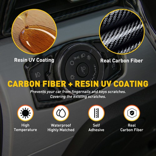 For 2015-2019 Ford F150 & Mustang Carbon Fiber Grain Headlight Switch ...