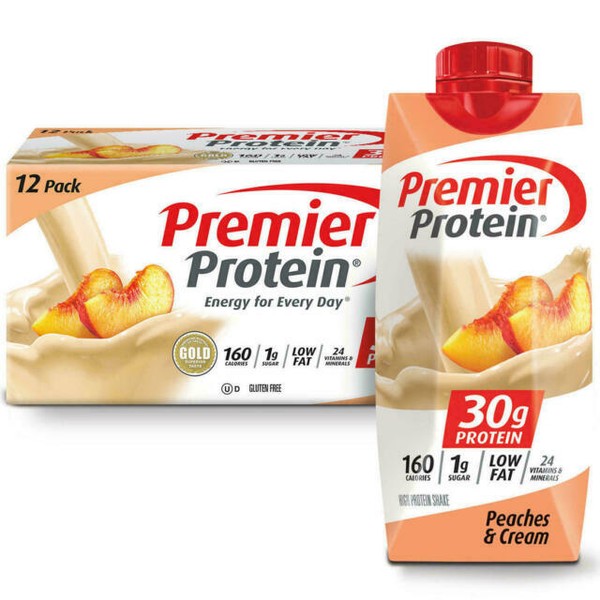 Premier Protein Peaches & Cream Protein Shake, 132 oz - 12 Count for ...