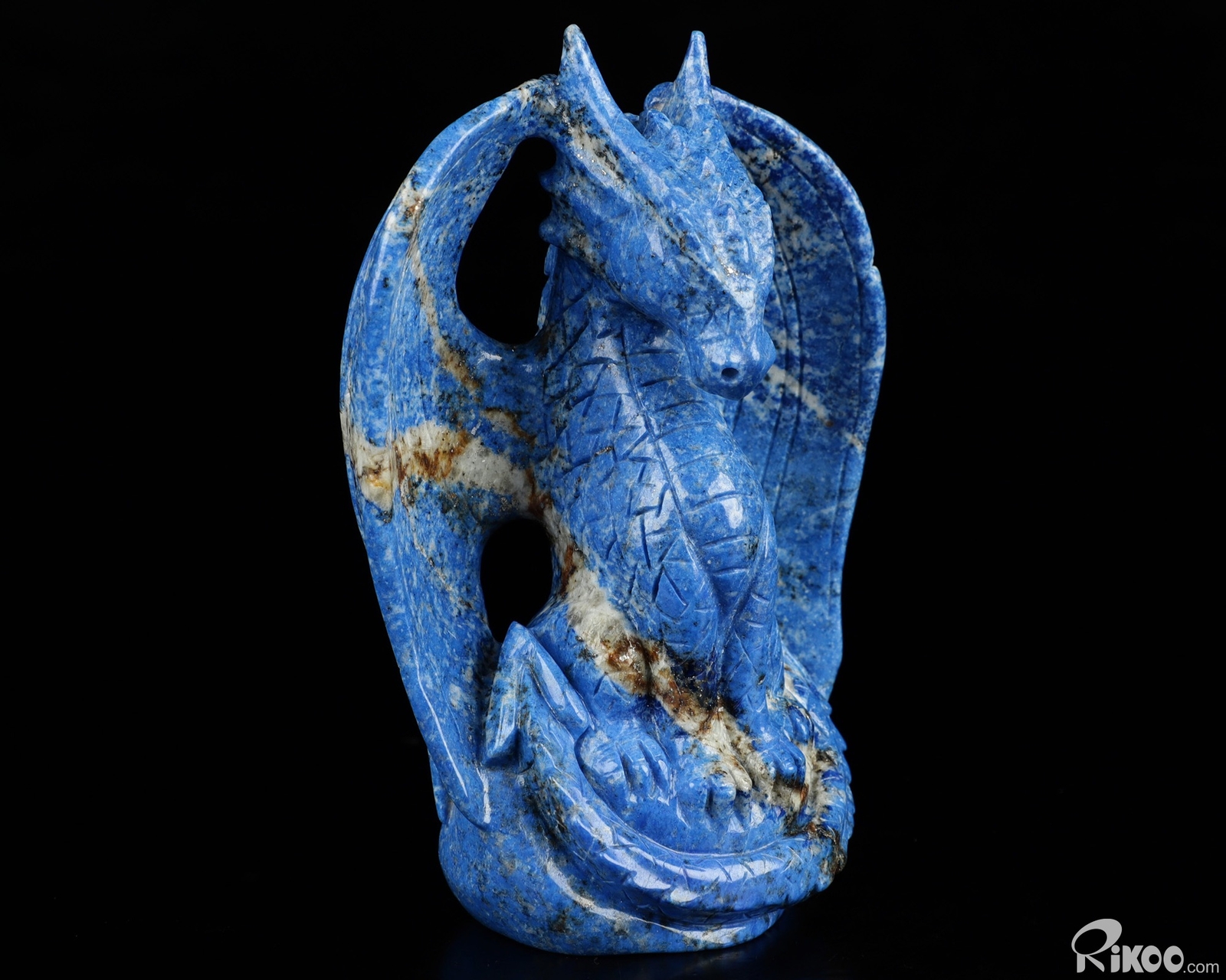 Gemstone 5.1" Lapis Lazuli Hand Carved Crystal Dragon Sculpture ...