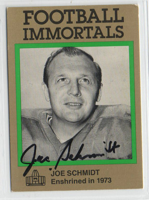 Joe Schmidt 1985 Football Immortals autographed auto signed card ...