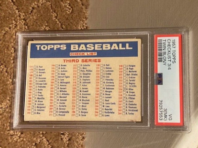 1957 Topps Baseball Twin Blony PSA 3 mk Series 3/4 Checklist Card NEW ...