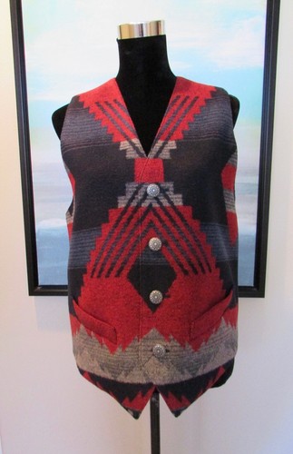 Pendleton Style Rhonda Stark Navy Apache Southwest Wool Blanket Vest Sz ...