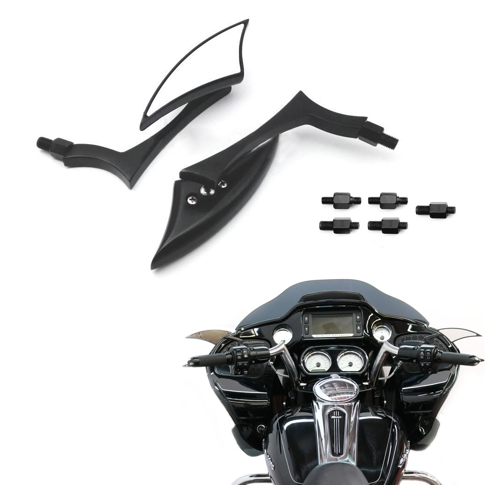 Motorcycle Blade Rearview Mirrors M8 M10 For Victory Vegas 8 Ball Cross ...