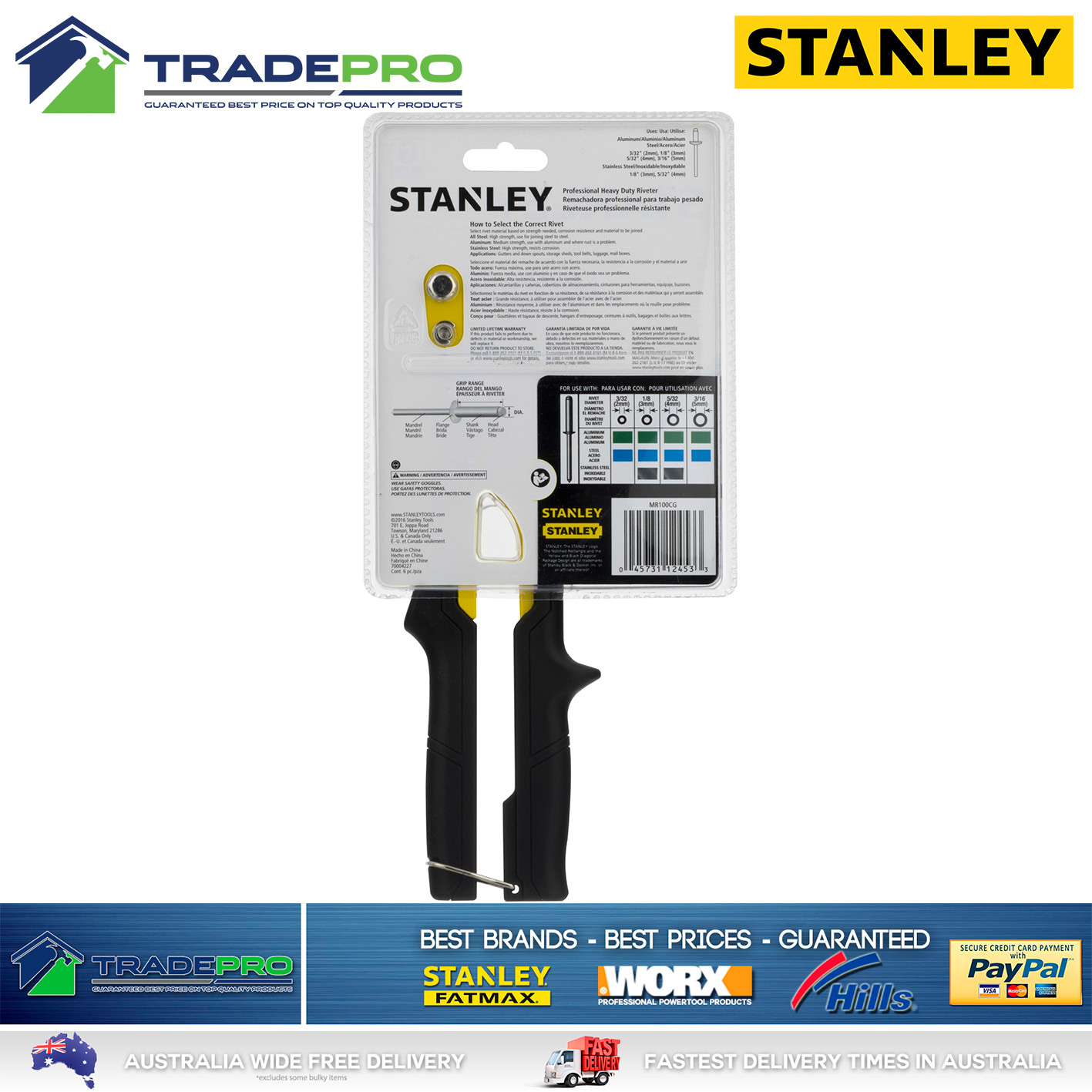 Rivet Gun Stanley Contractor Commercial Grade New Model PRO Pop Riveter ...