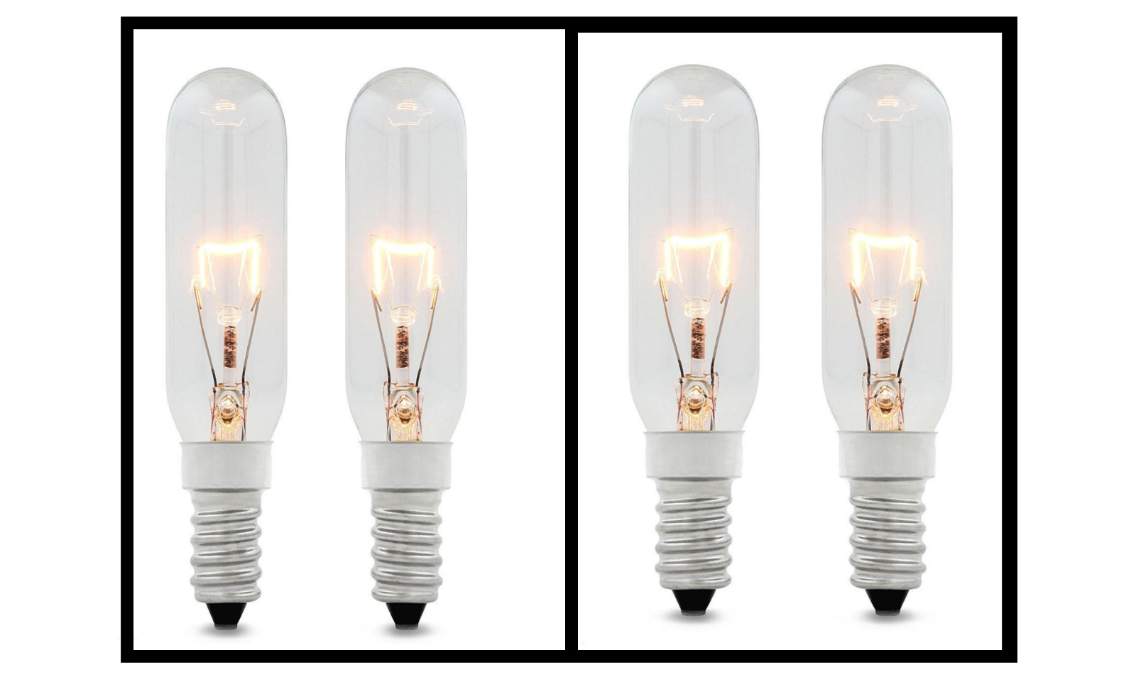 4x 40w SES E14 Clear Lamp Tubular Cooker Hood Extractor Light Bulb Pack ...