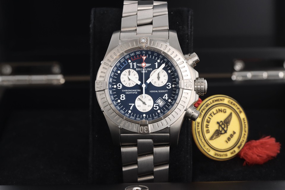 Breitling Avenger M1 Chronograph, Navy Blue Dial - Titanium on Bracelet ...