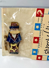 2 Kitschy Patriotic Pins Carved Painted Wood Uncle Sam Star & Cat ...