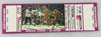 CFB 1975 11/08 Northwestern at Minnesota Football Full Ticket-Greg ...