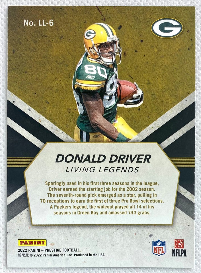 2022 Panini Prestige Donald Driver Card #LL-6 Living Legends Green Bay ...