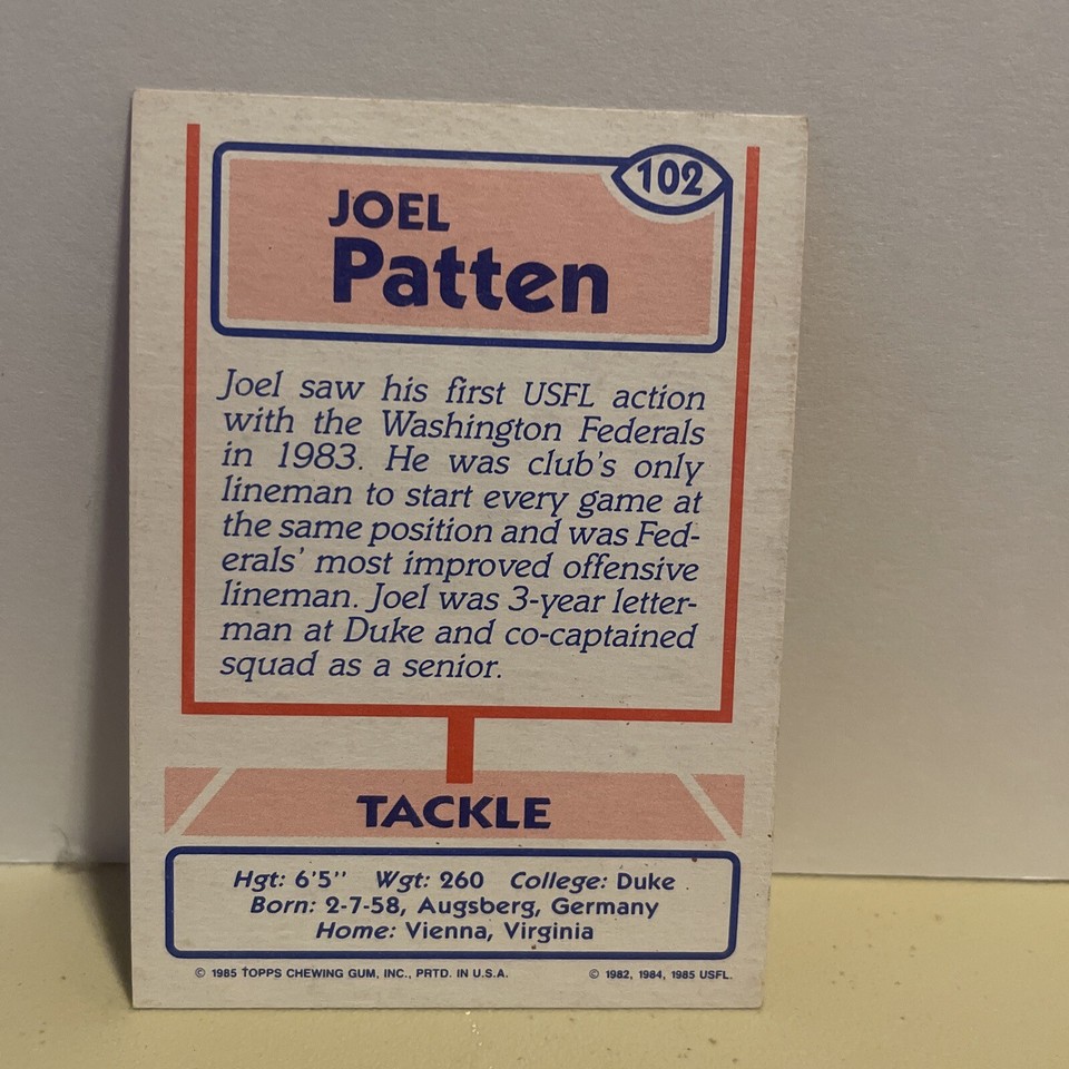 1985 Topps USFL # 102 Joel Patten Orlando Renegades | eBay