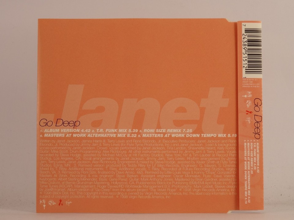 JANET JACKSON GO DEEP (A16) 5 Track CD Single including Picture Sleeve ...